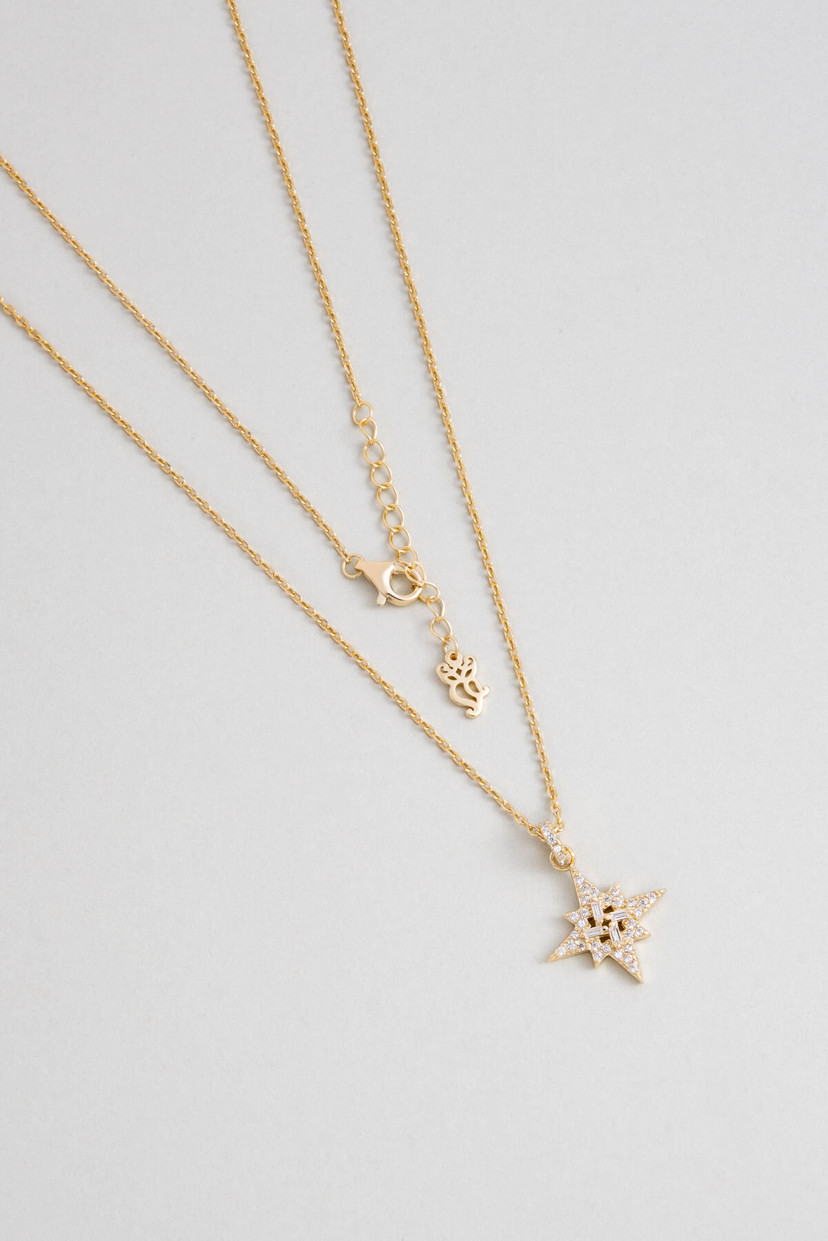 Kutup Yıldızı 18 Ayar Sarı Altın Kaplama 44 Cm Gümüş Minimal Kolye ...