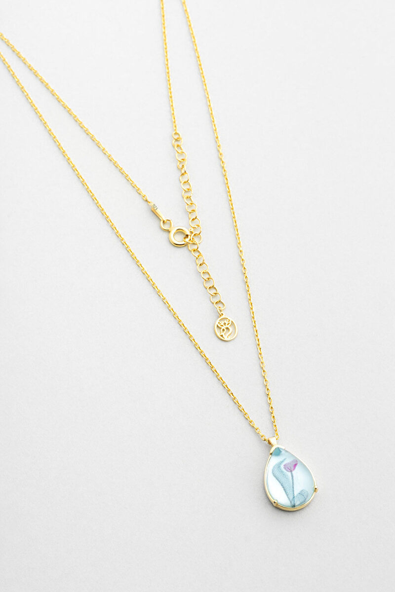 Manolya 18 Ayar Sarı Altın Kaplama 44 Cm Gümüş Sedef Kolye 07314020744