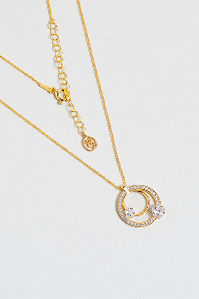 Tutulma 18 Ayar Sarı Altın Kaplama 44 Cm Gümüş Yıldız Kolye 07312080144