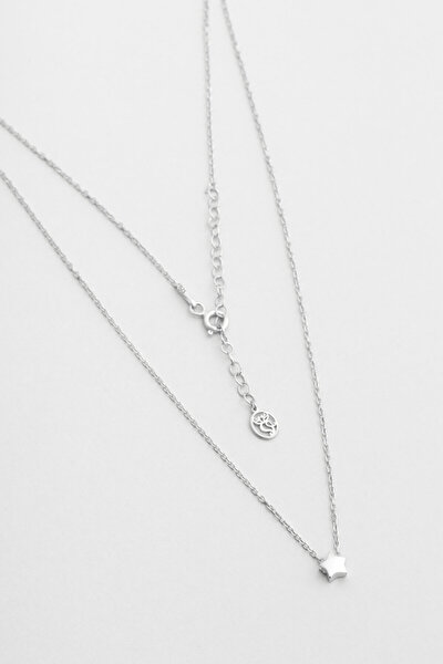 Little Star 18 Ayar Beyaz Altın Kaplama 44 Cm Gümüş Kolye 1174609999