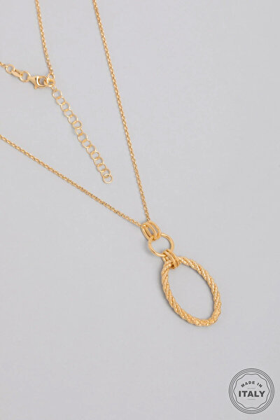 İtalyan Vintage 18 Ayar Sarı Altın Kaplama 44 Cm Gümüş Kolye 5112384499