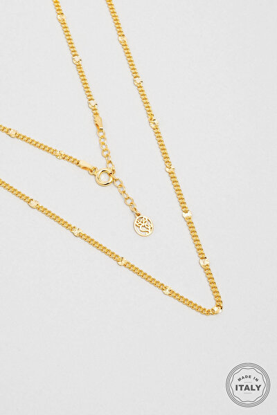 Modern İtalyan 18 Ayar Sarı Altın Kaplama 44 Cm Gümüş Kolye 5207504499